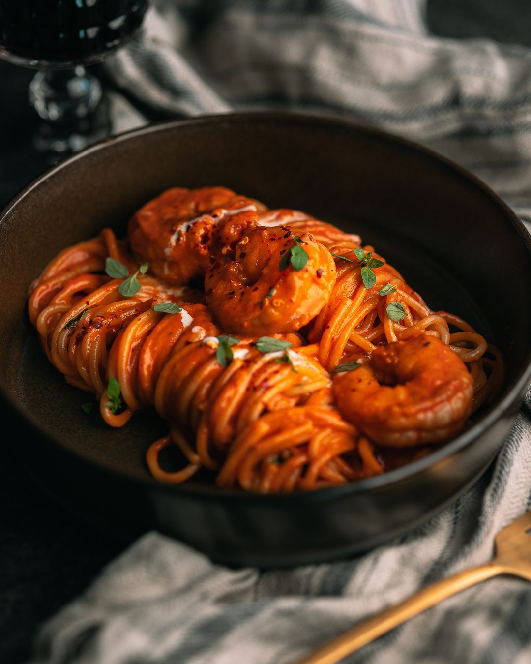 Spaghetti alla vodka met gamba's - Op mijn talloor